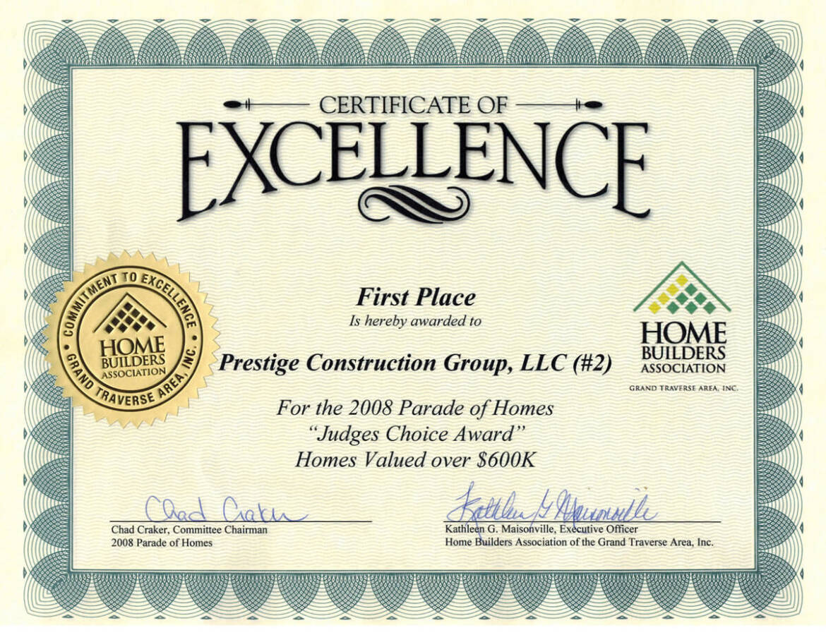 Certificate-of-Excellence-Prestige-Construction-Traverse-City-Michigan ...
